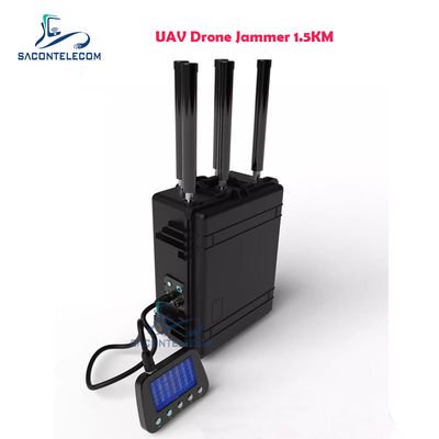 Waterproof UAV Drone Signal Jammer IP55 1.5km Manpack Built In Battery