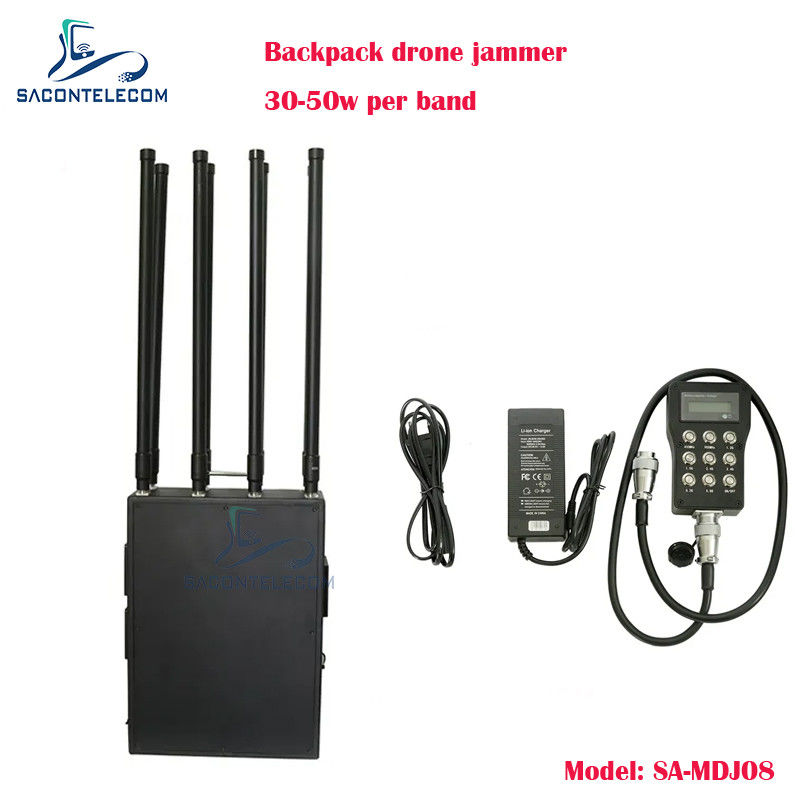 8 Bands 400w Power Man pack Drone Signal Jammer metal case Backpack UAV ...